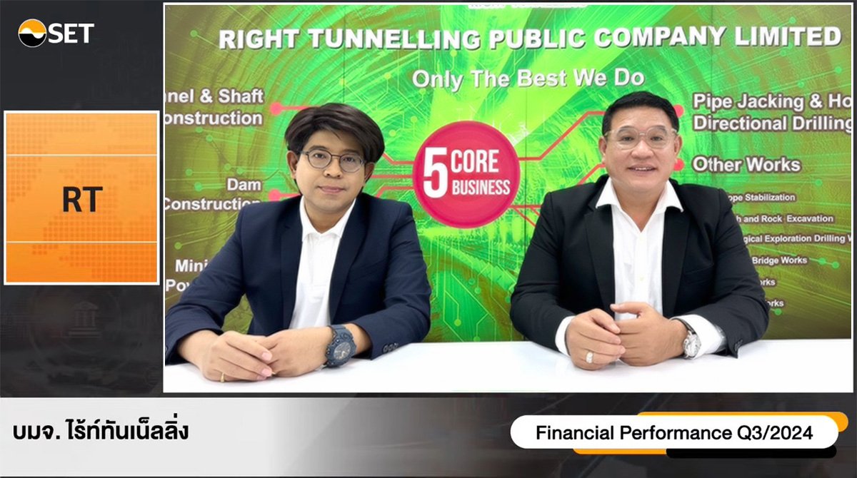 RT ให้ข้อมูลงบ 9 เดือน ปี 67 รายได้รวม 2,667 ลบ. กำไรพุ่ง 51.28% ในงาน Opportunity Day | Share2Trade